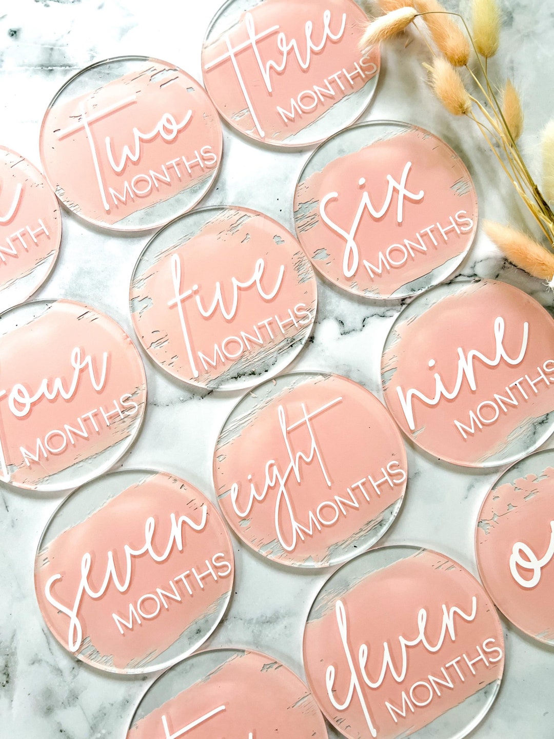 1-12 Month Baby Milestone Card, Wooden Baby Monthly Milestone Marker ...