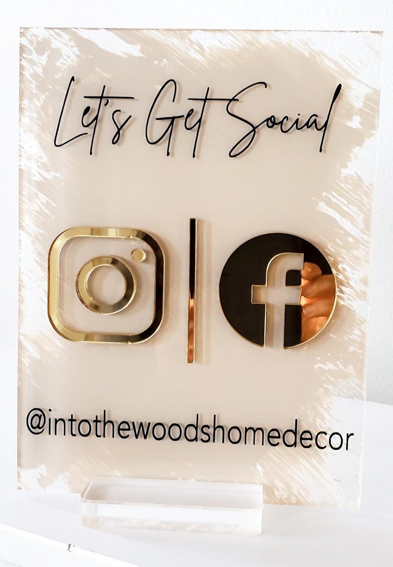 Double Business Social Media Sign Reception Desk Sign - Etsy