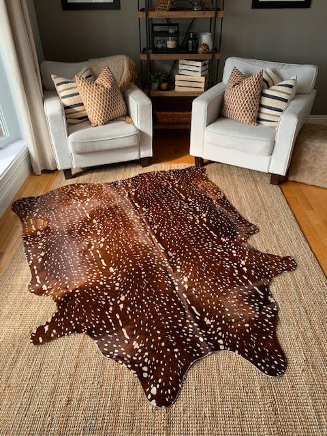 Axis Deer Print Cowhide Rug/ Deer Cowhide Rug/ Antelope Print Cowhide ...
