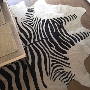 Zebra Rug Zebra Cowhide Zebra Print Cowhide Rug Average - Etsy