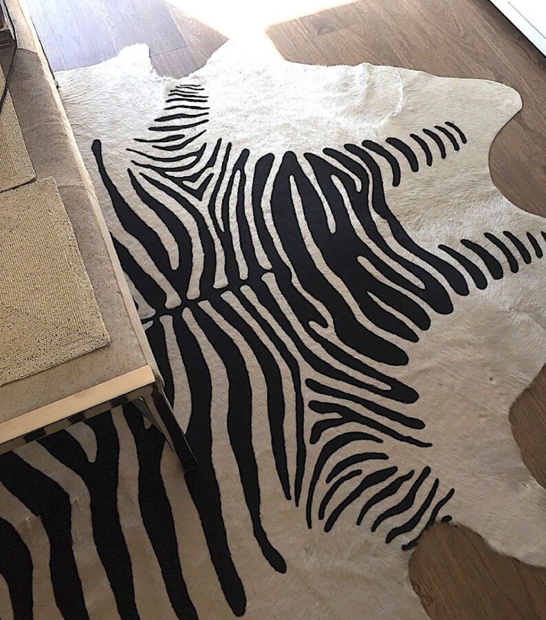 Zebra Rug Zebra Cowhide Zebra Print Cowhide Rug Average - Etsy