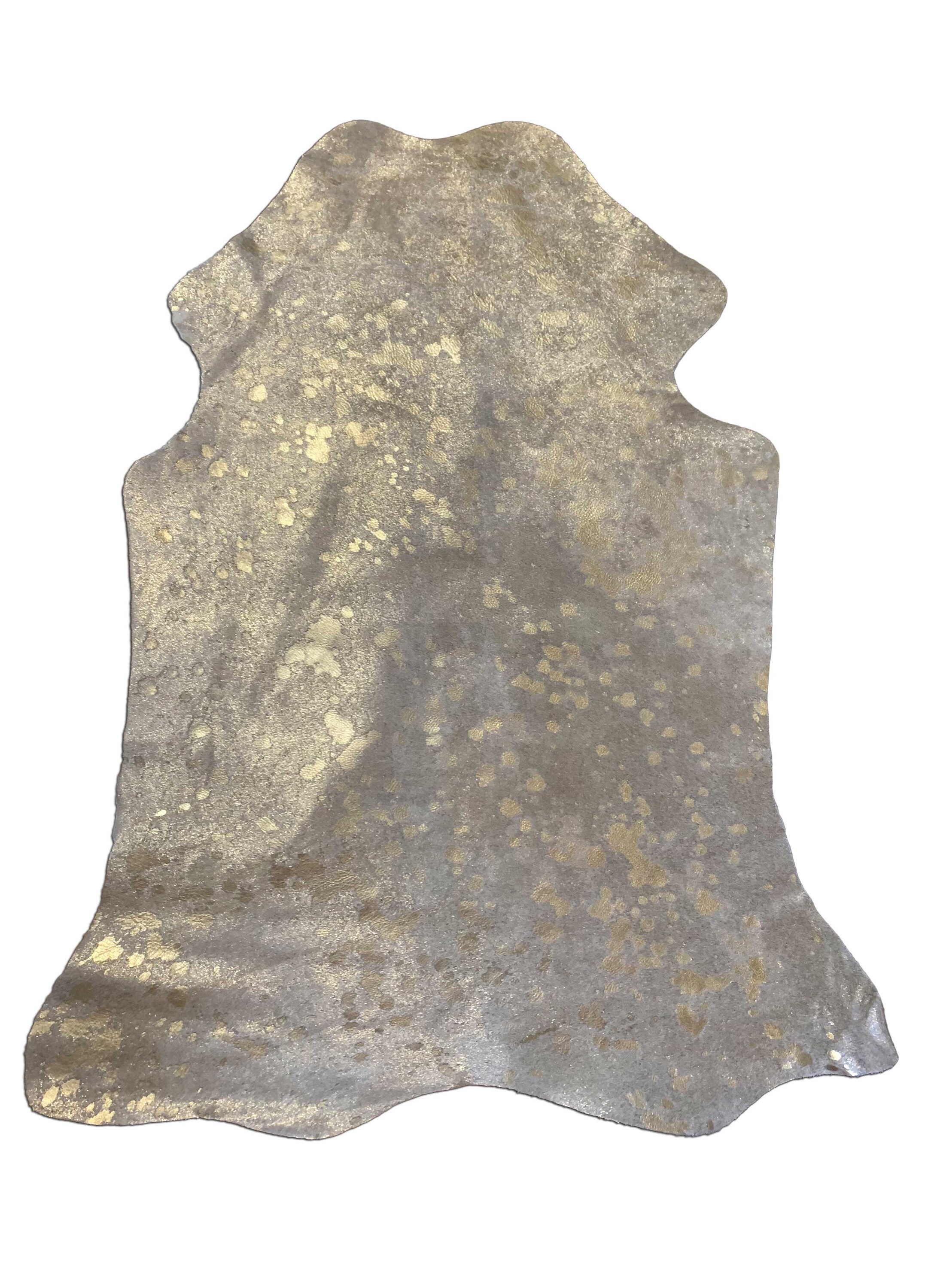 Mini Gold Metallic Cowhide Rug Average Size ~41" X 28" (104 X 71 Cm ...