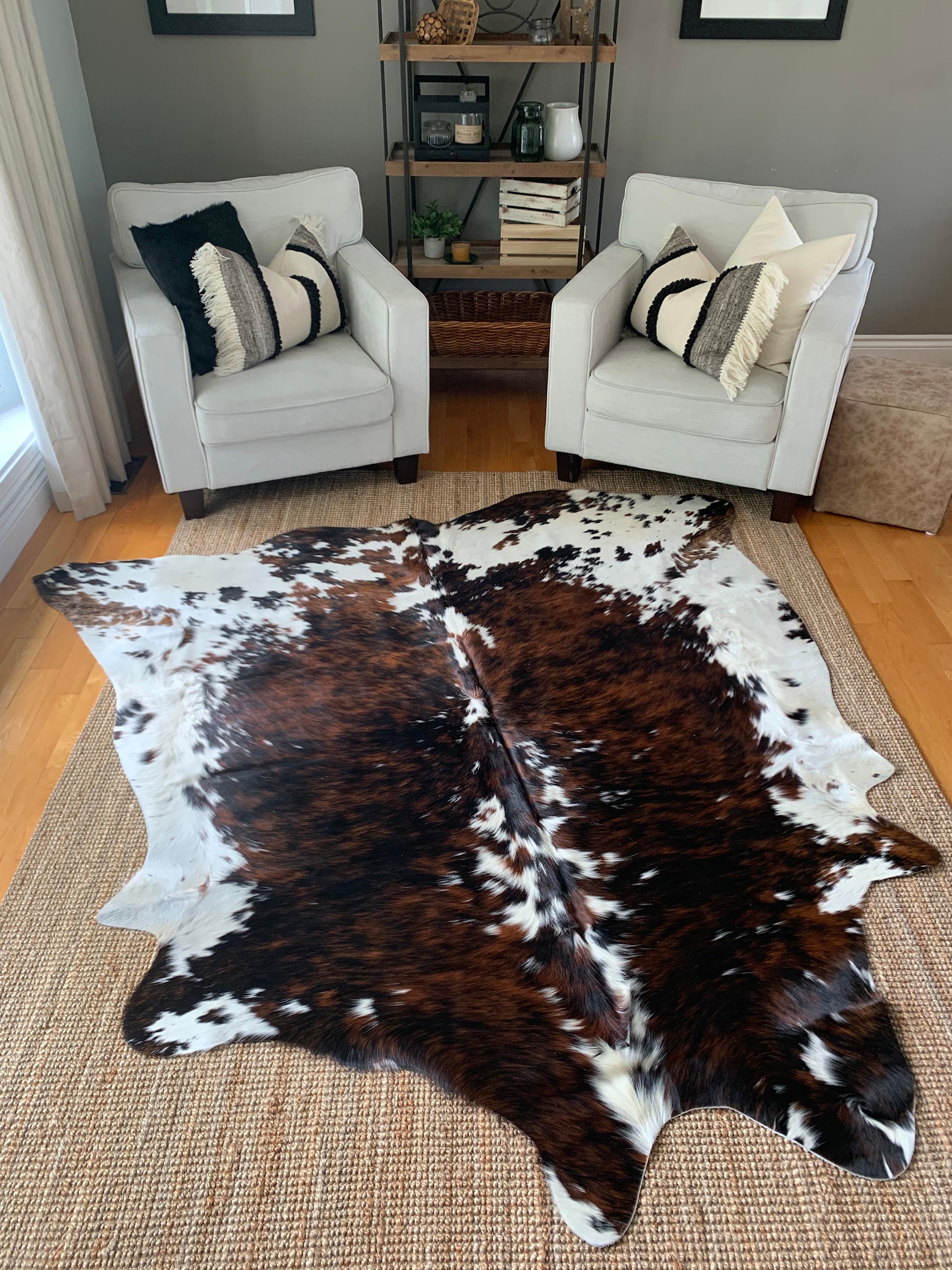 Tricolor Cowhide, Speckled Longhorn Cowhide Rug, Brown and White Hide ...