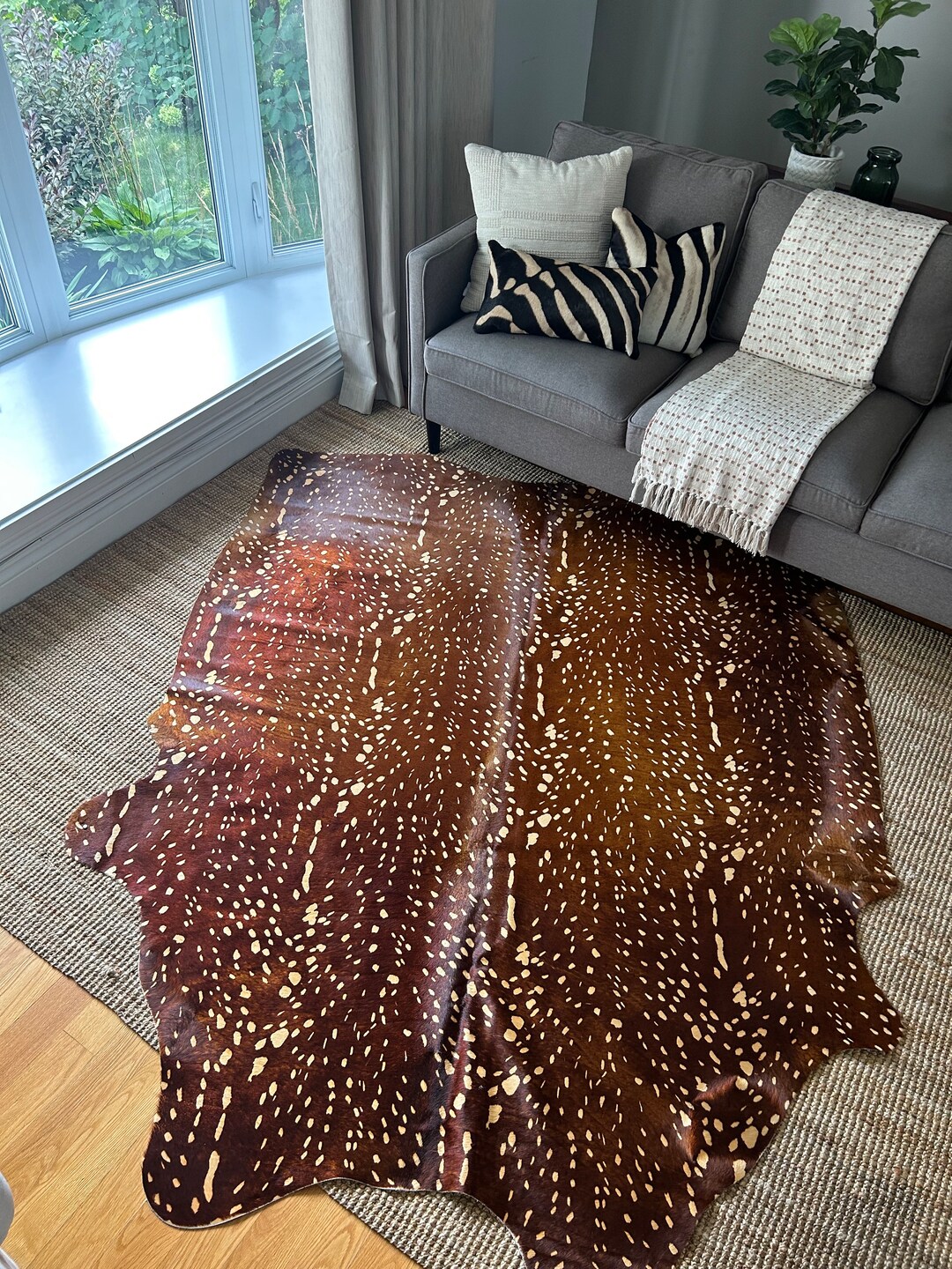 Axis Deer Print Cowhide Rug (beige Spots)/ Deer Cowhide Rug/ Antelope ...