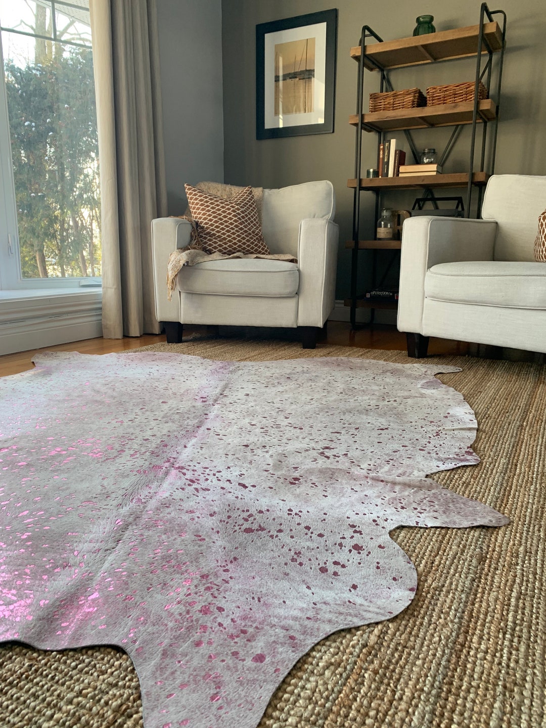 Pink Metallic Cowhide Rug / Acid Washed Pink Cowhide Rug - Etsy Canada
