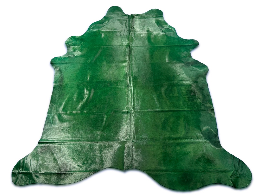 Dyed Emerald Green Cowhide Rug big Size Size: 8x7 Feet D-440 - Etsy