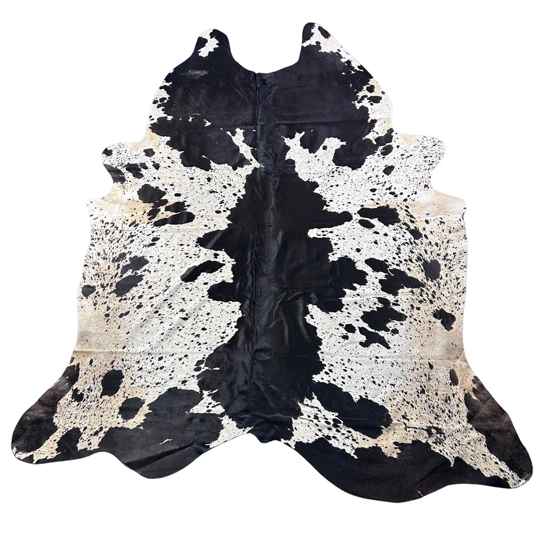 Spotted Black and White Cowhide Rug (some Beige on Edges) - Size: 9x7.5 ...