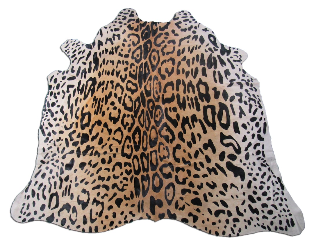 Jaguar Print Cowhide Rug has a Part That Looks Like a Stain/ Fire Brand ...