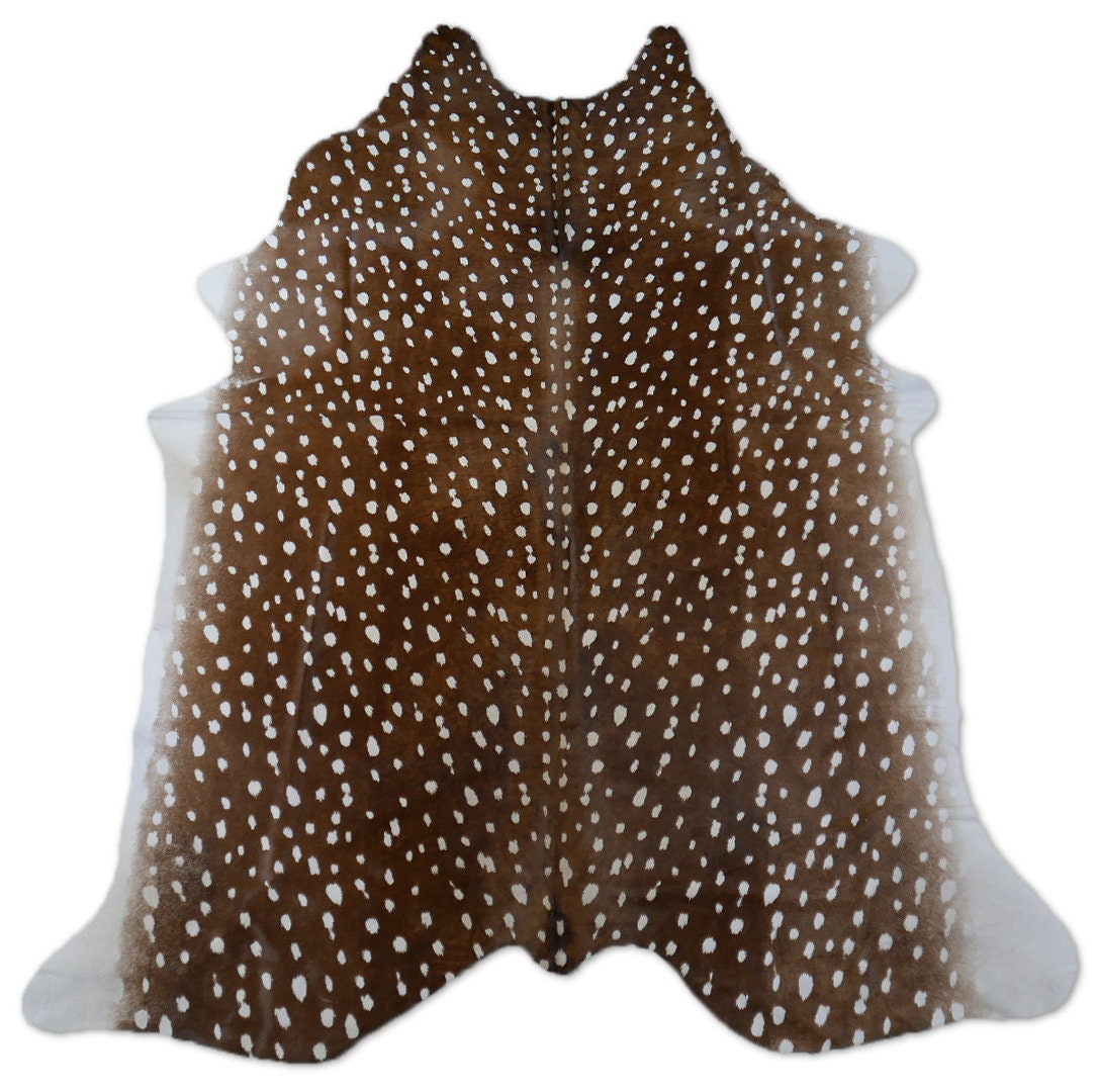 Axis Deer Print Cowhide Rug Average Size: 7X7 feet Brazilian | Etsy