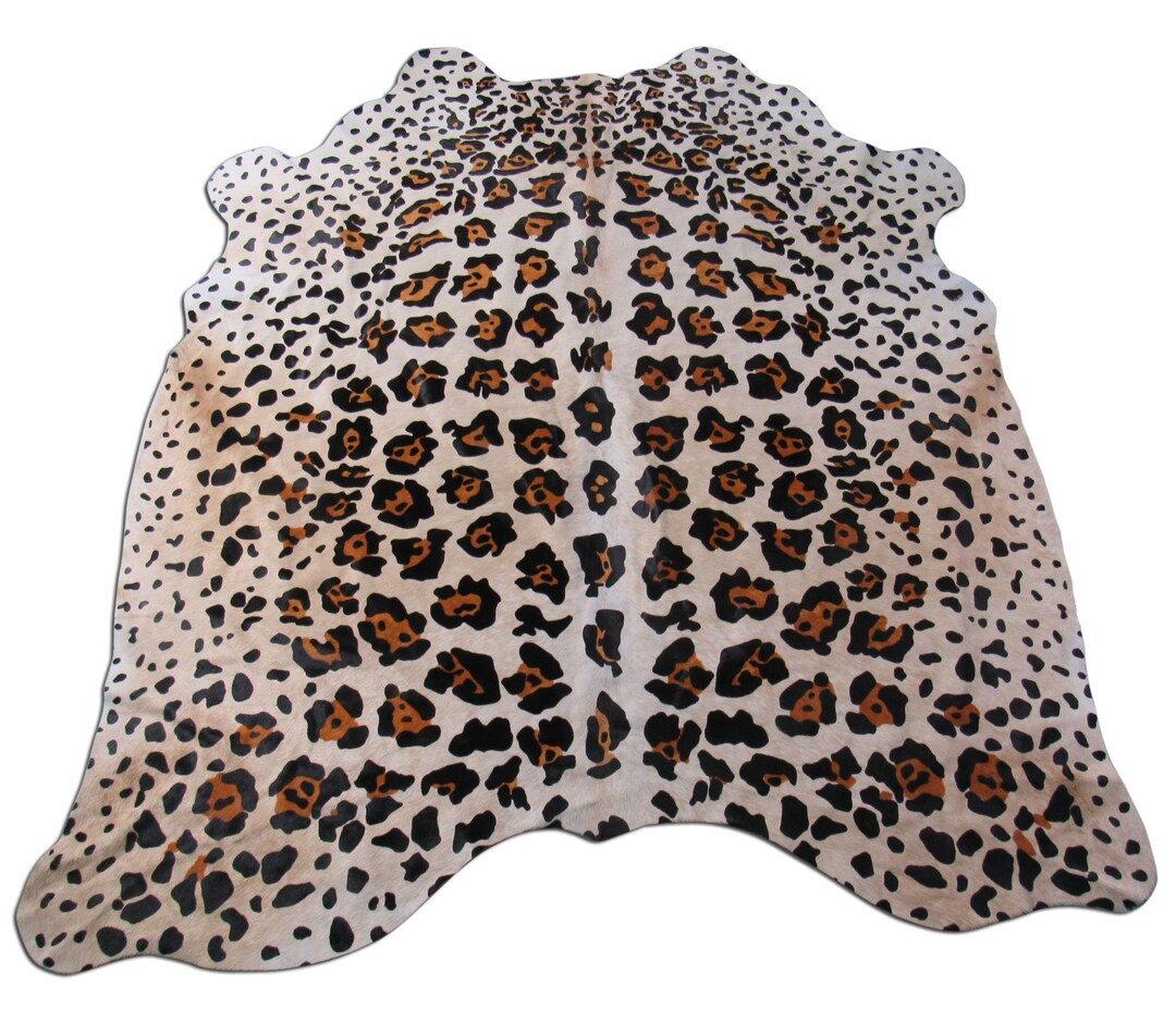 Light Background Jaguar Print Cowhide Rug Size: 6 3/4 X 6 FT O-1003 - Etsy
