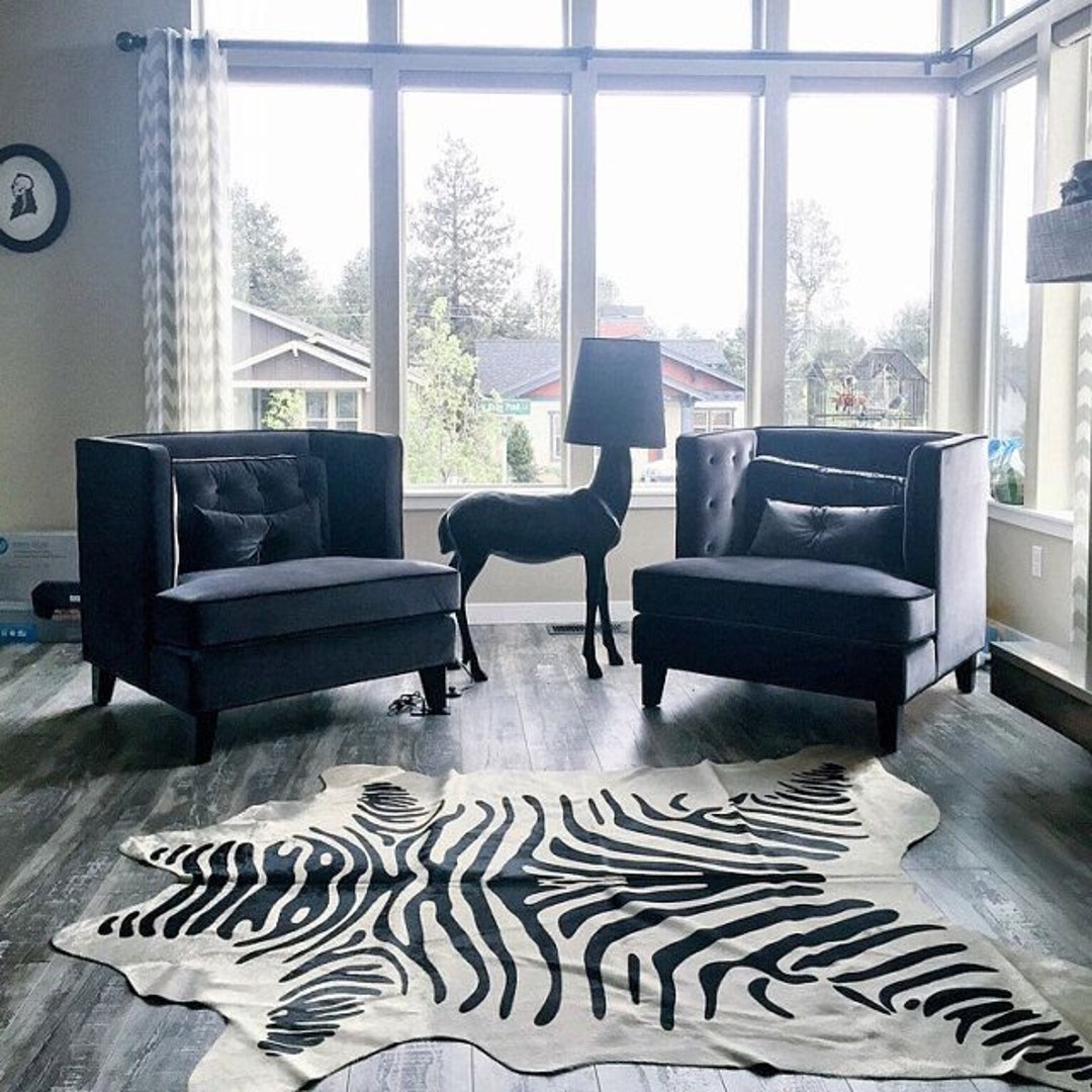 Zebra Rug Zebra Cowhide Zebra Print Cowhide Rug Average - Etsy