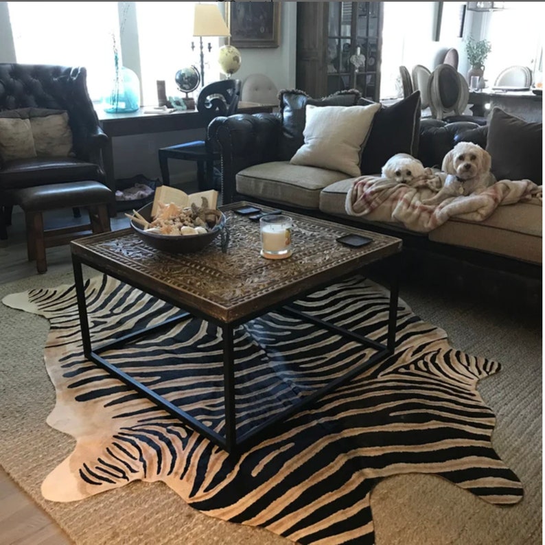Zebra Print Cowhide Rug Genuine Pattern / Brown Inner - Etsy