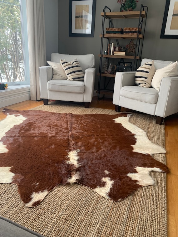 Hereford Cowhide Rug Hereford Cattle Brown and White - Etsy