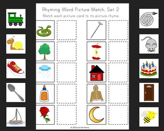 Rhyming Word Picture Match, Set 1 - Etsy
