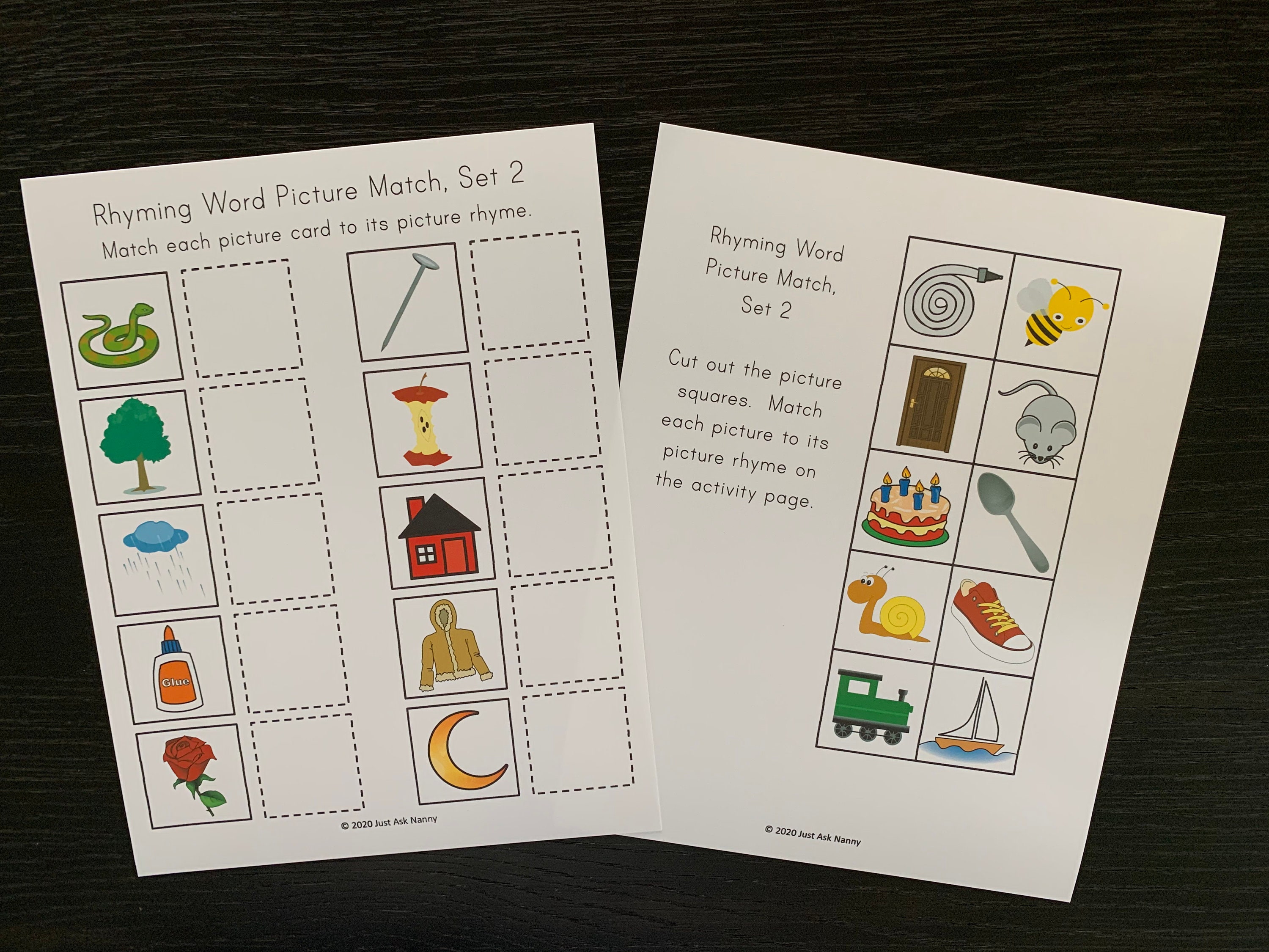 Rhyming Word Picture Match, Set 2 - Etsy