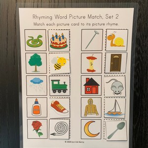 Rhyming Word Picture Match, Set 2 - Etsy