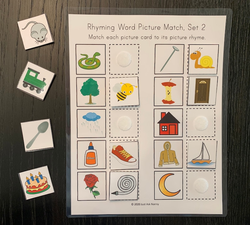 Rhyming Word Picture Match, Set 2 - Etsy