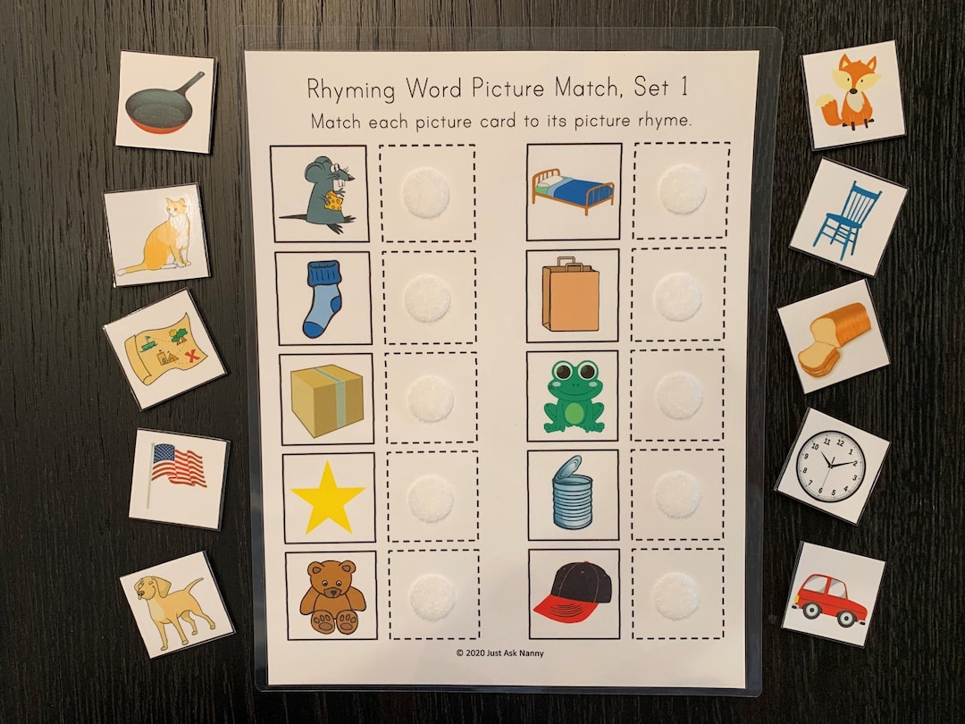 Rhyming Word Picture Match, Set 1 - Etsy