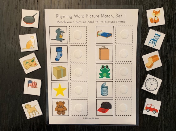 Rhyming Word Picture Match Set 1 | Etsy