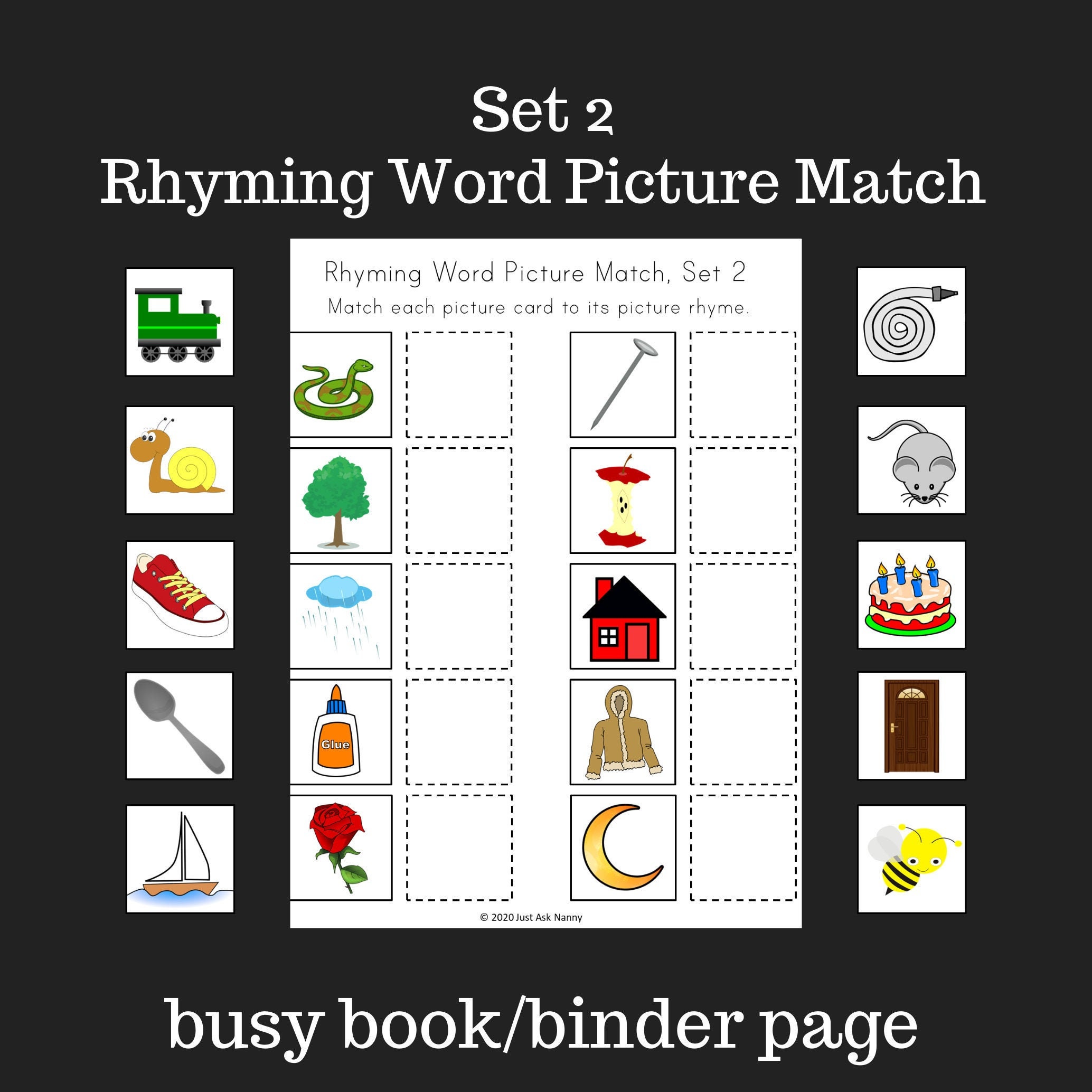 Rhyming Word Picture Match, Set 2 - Etsy