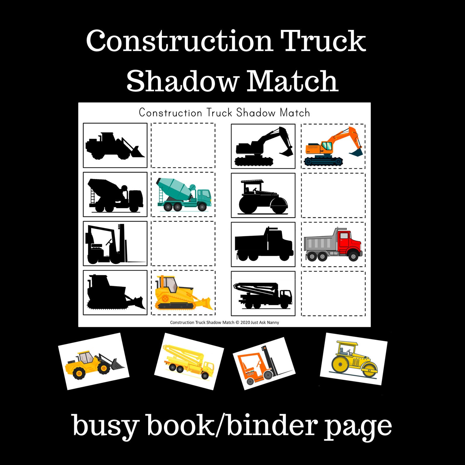 Construction Truck Shadow Match - Etsy