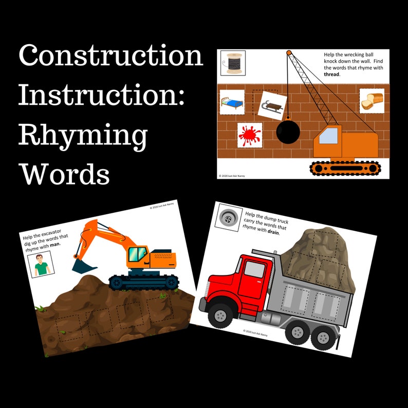 Construction Instruction: Rhyming Words - Etsy