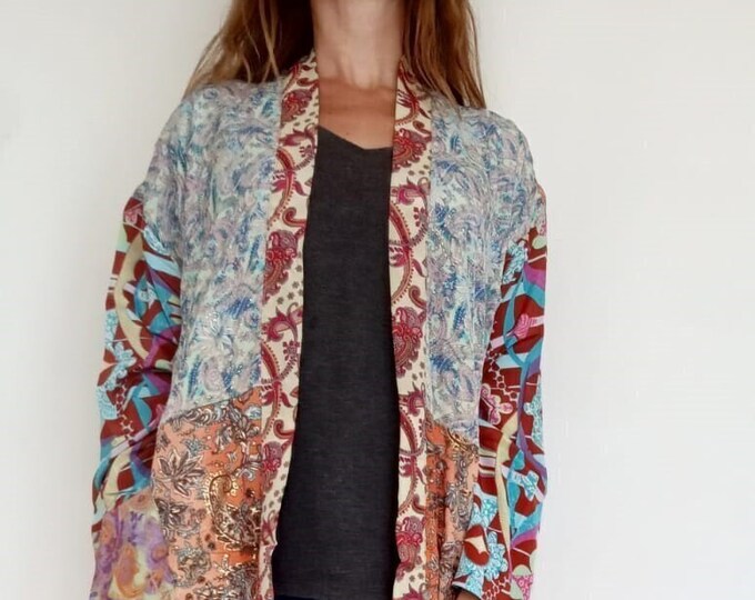 Boho Patchwork Kimono Robe. Bohemian Kimono. Long Kimono Jacket. - Etsy