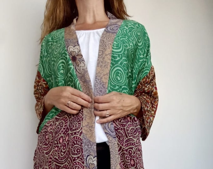 Silk Kimono Robe. Boho Kimono Jacket. Bohemian Kimono Cardigan. IM ...