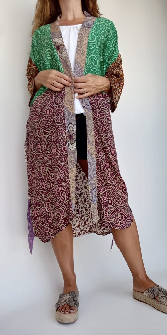 Silk Kimono Robe. Boho Kimono Jacket. Bohemian Kimono | Etsy