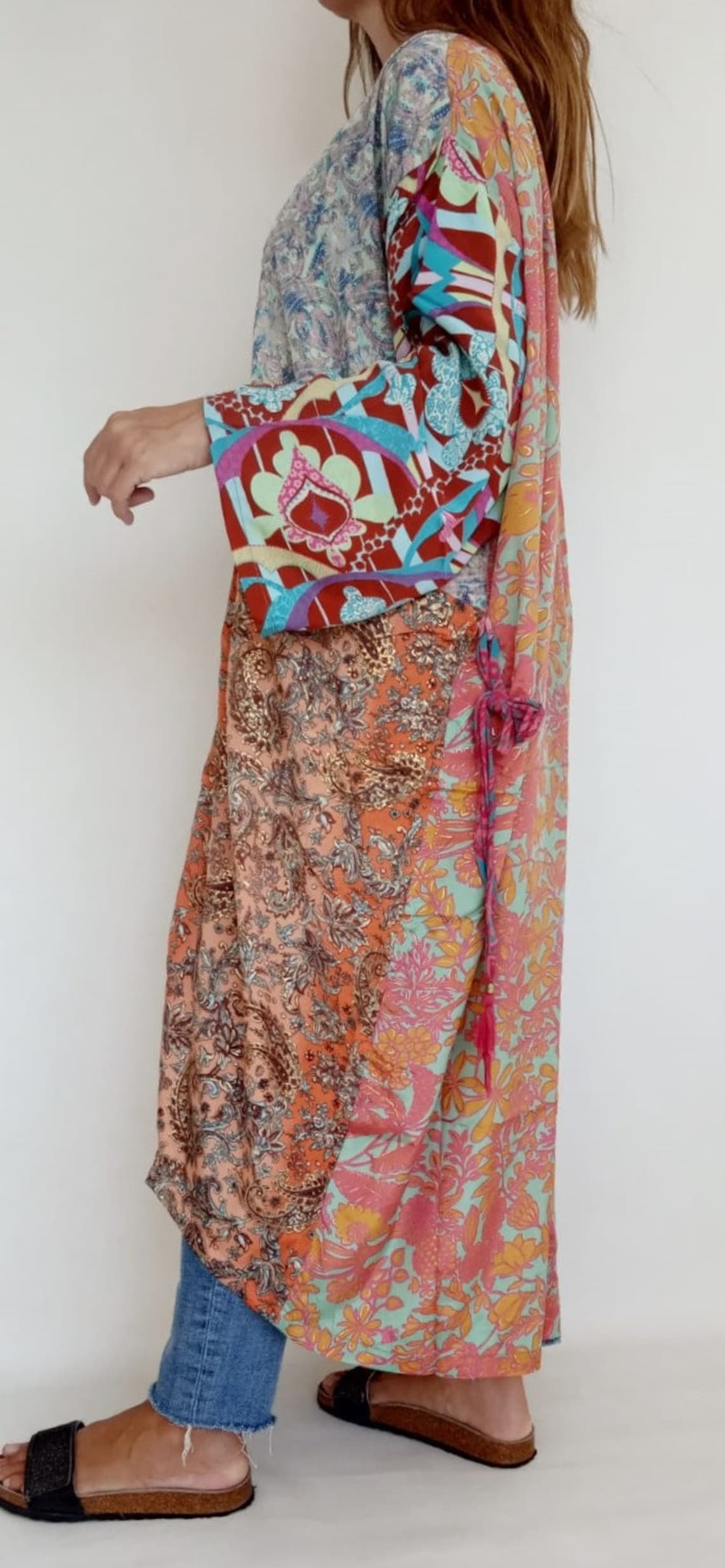 Boho Patchwork Kimono Robe. Bohemian Kimono. Long Kimono | Etsy