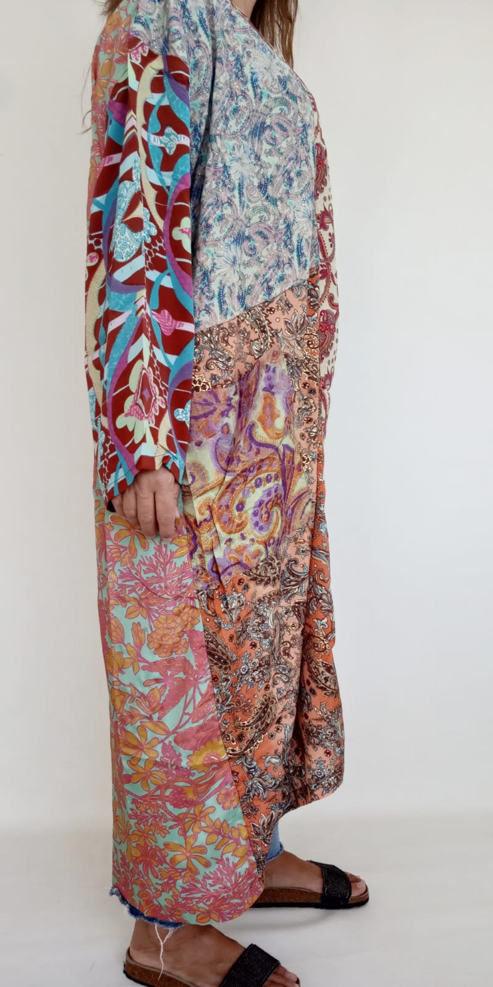 Boho Patchwork Kimono Robe. Bohemian Kimono. Long Kimono | Etsy