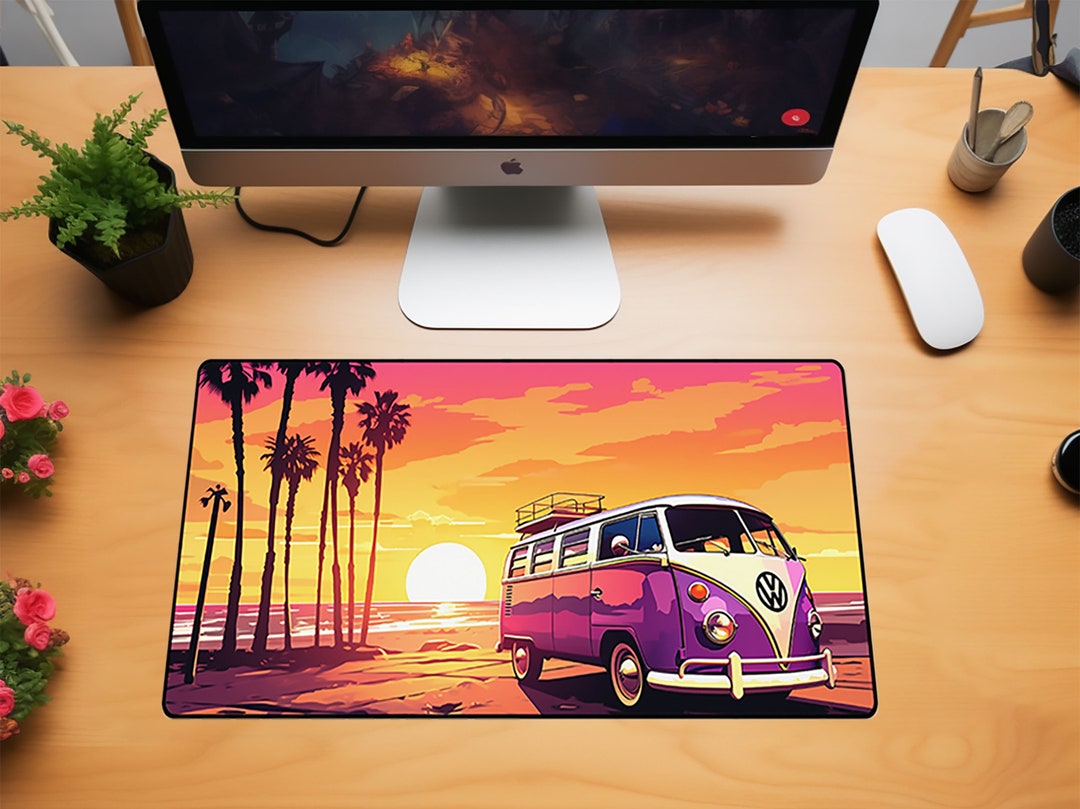 Gamer Desk Mat VW Van on Beach Mousepad Desktop Mat Desk - Etsy