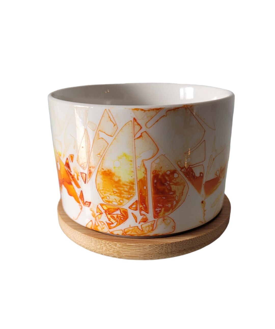 Citrus Alcohol Ink Planter, Hand Painted Succulent Planter, Small ...