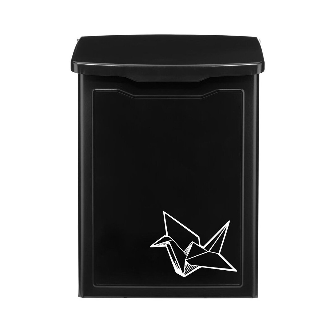 Modern Black Steel Mailbox: Origami Crane Design, Wall Mounted ...