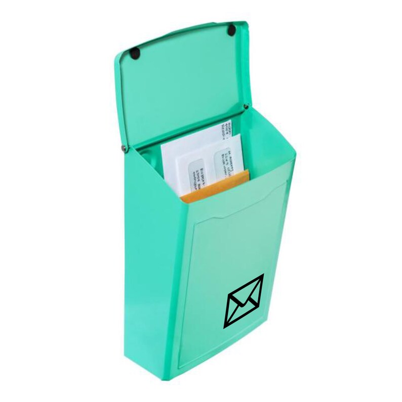 Modern Teal Embossed Wall Mount Mailbox: Unique Outdoor Letterbox for ...