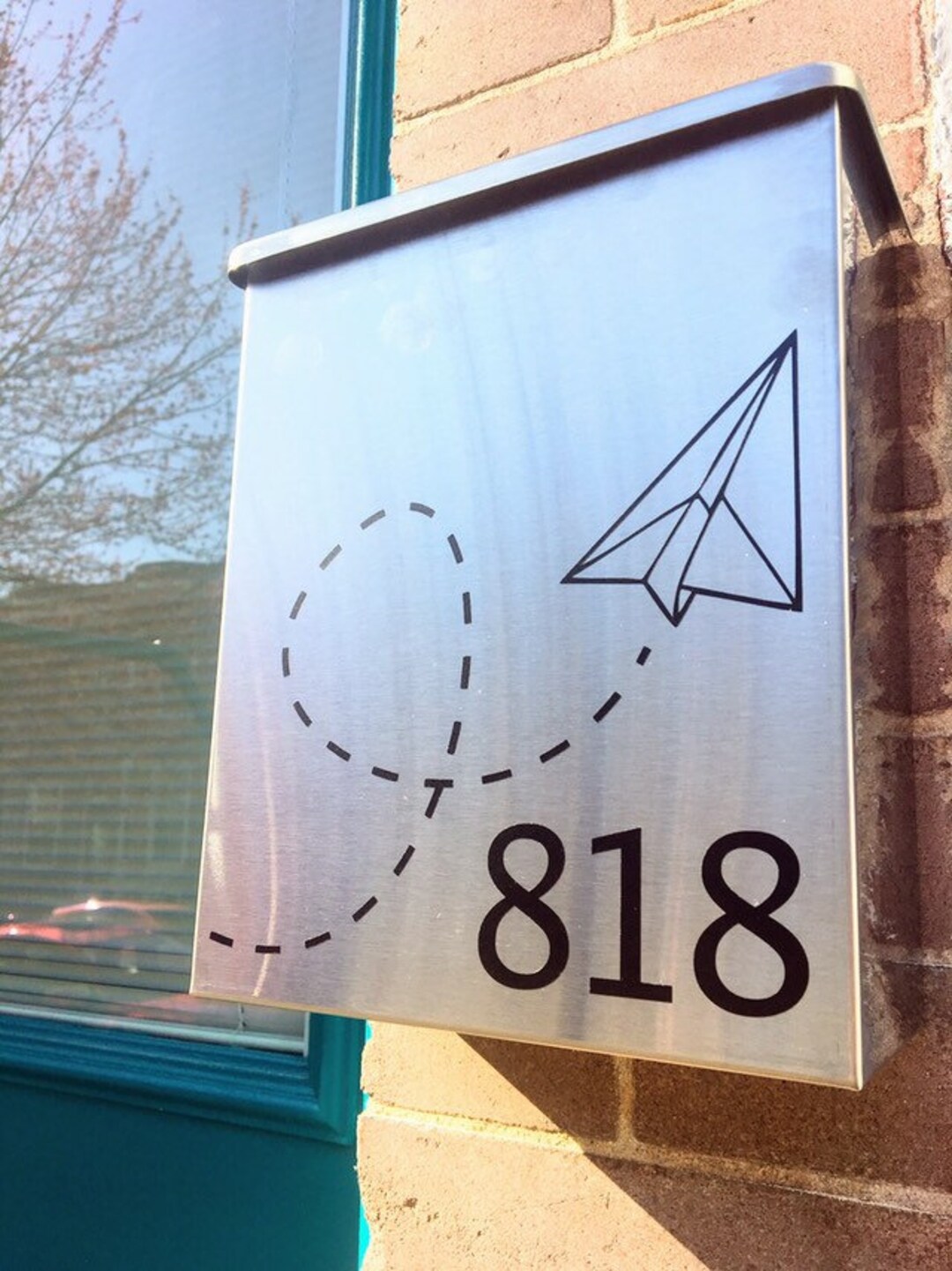 Paper Airplane Stainless Steel Mailbox: Modern Personalized Letter Box ...