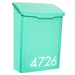 Modern Contemporary Mailbox , Personalized Wall Mount Letterbox , Teal ...
