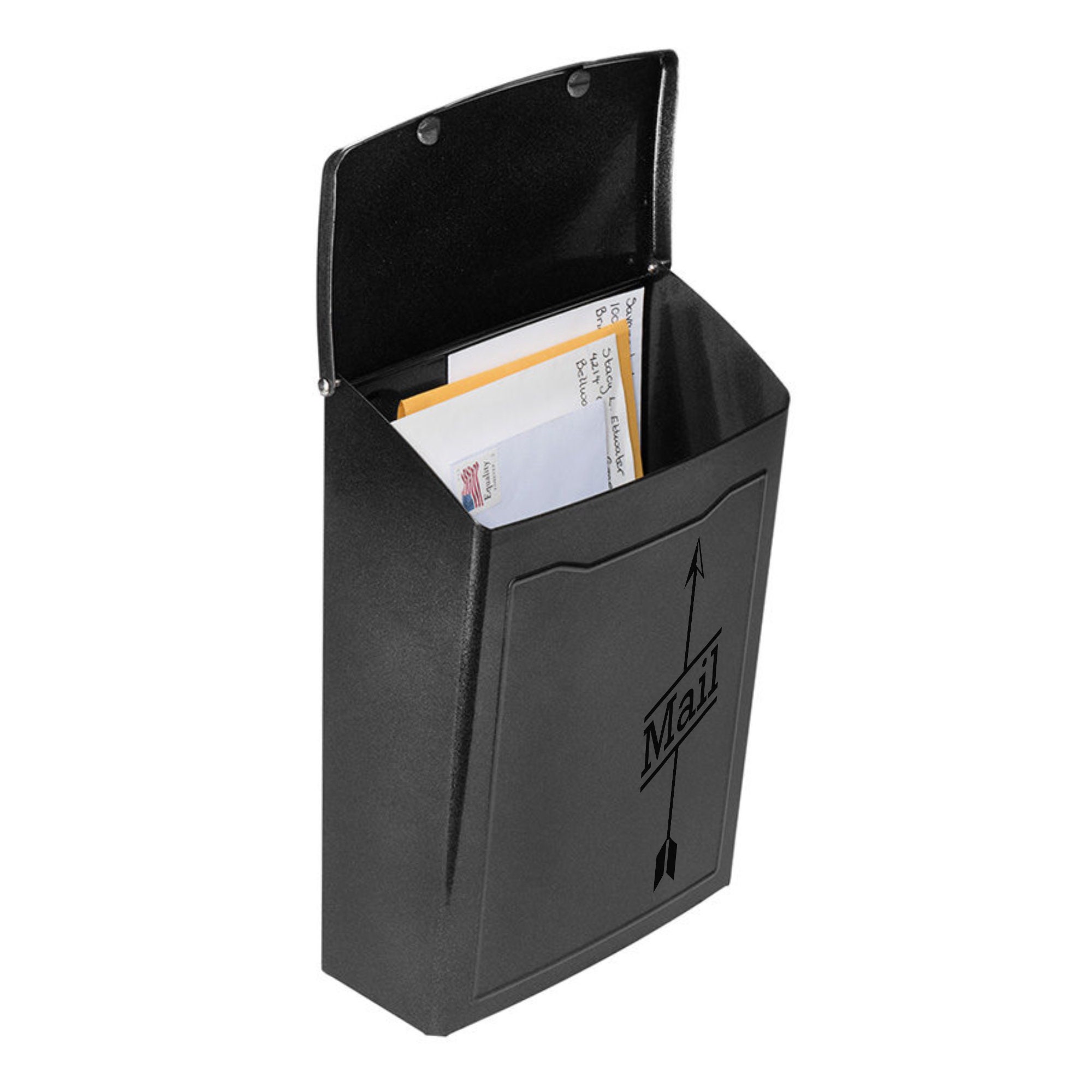 Modern Style Mailbox With Arrow Motif, Pewter-color Wall Mount Steel ...