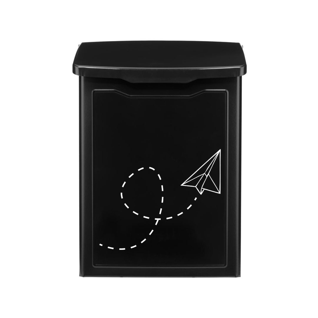 Black Mailbox Wall Mount With Paper Airplane, Wall Mount Mailbox ...