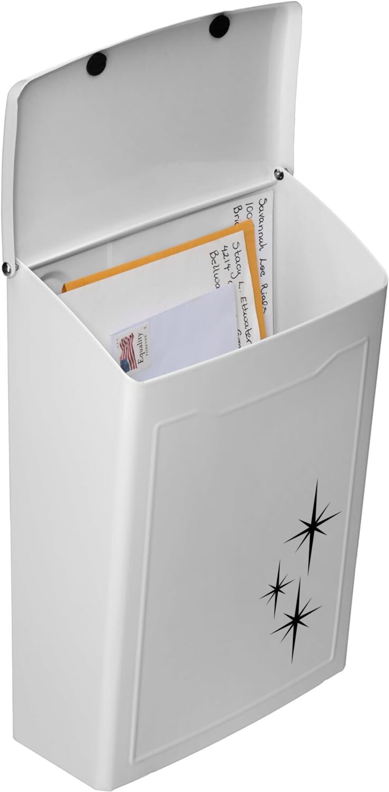 Sleek White Mid-century Modern Stars Wall Mount Mailbox: Stylish ...