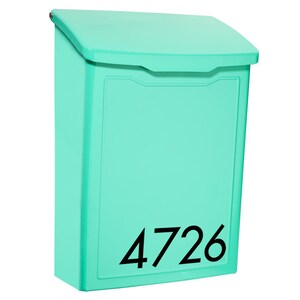 Modern Contemporary Mailbox , Personalized Wall Mount Letterbox , Teal ...