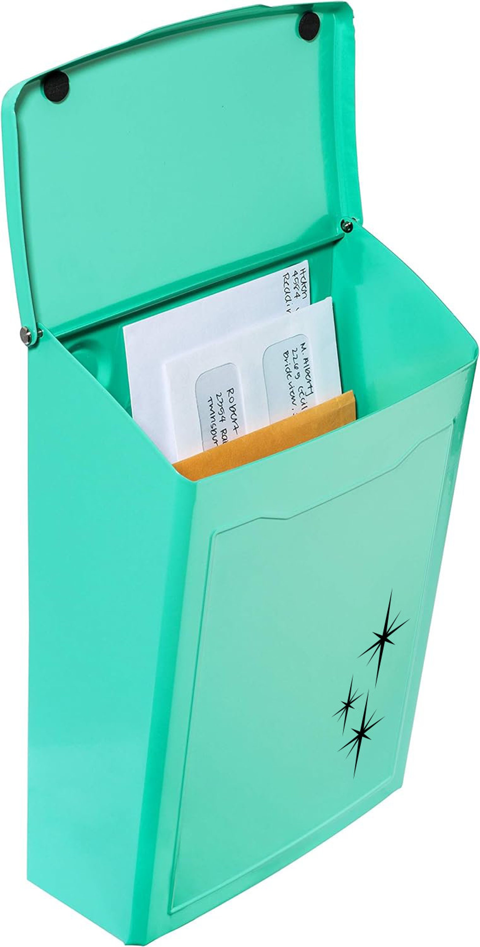 Aqua Blue Atomic Star Mailbox: Mid-century Modern Wall Mount - Etsy
