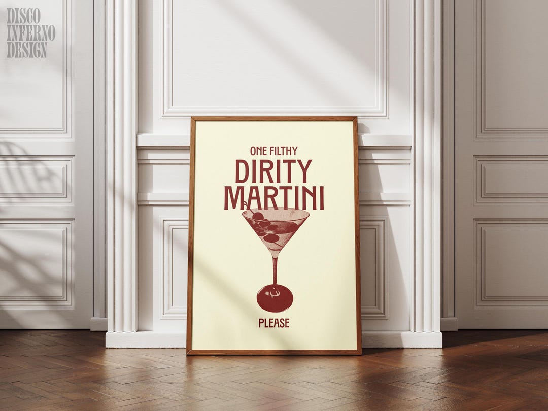 Cherry Red Filthy Dirty Martin Poster Martini Glass Cocktail Print Cool ...