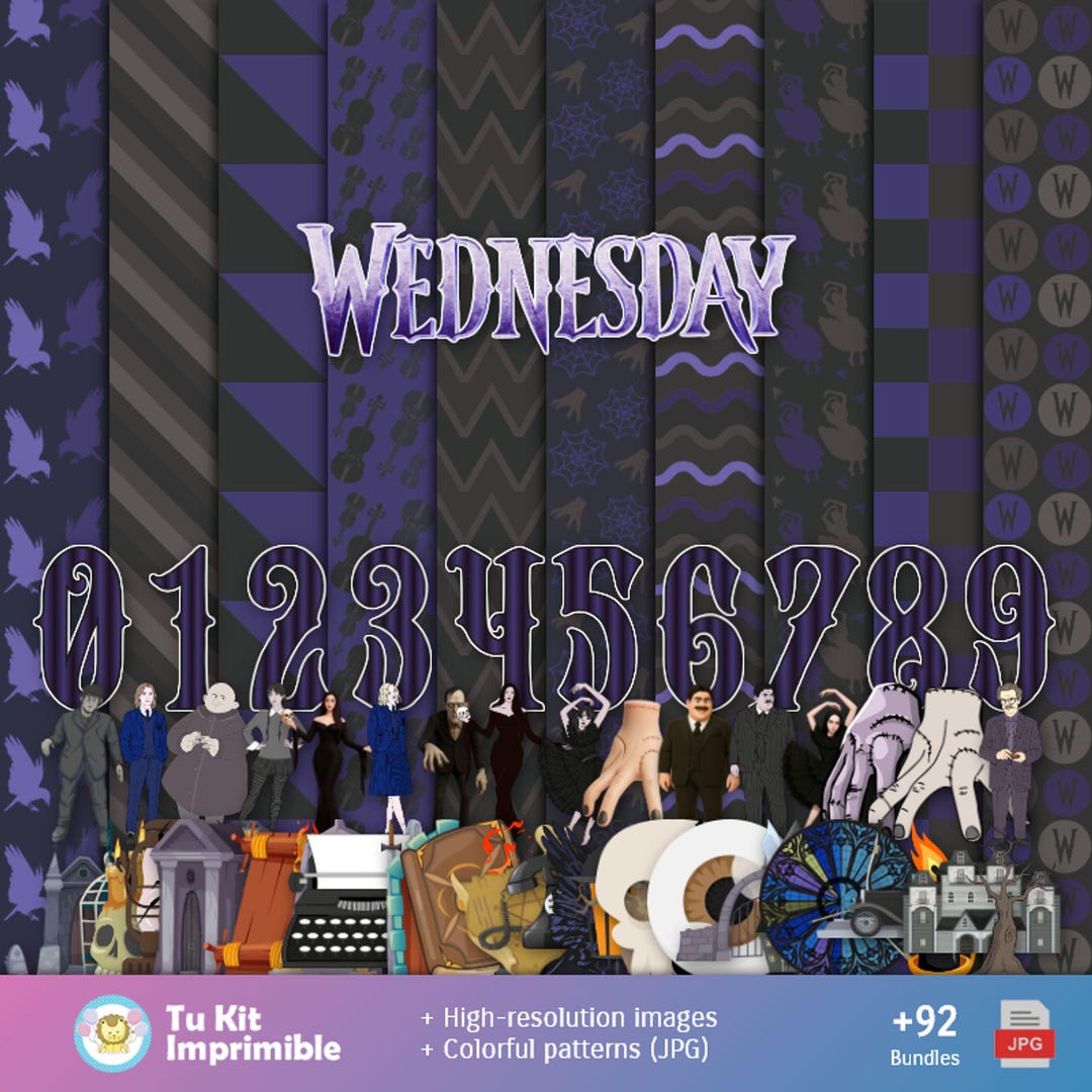 Wednesday Addams Digital Papers – Merlina Printable Patterns & Textures ...