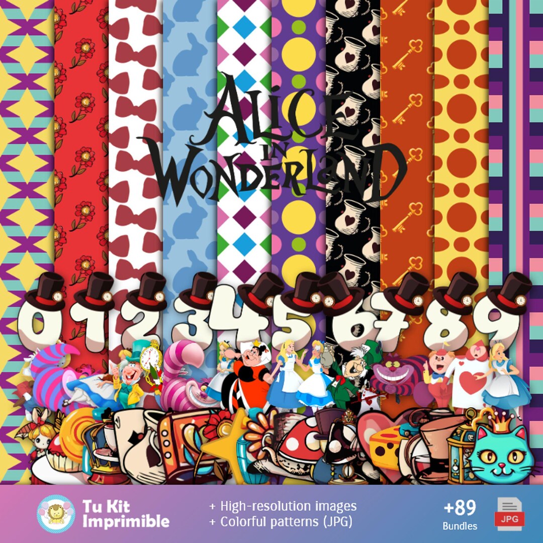 Alice in Wonderland Digital Paper Pack – Printable Patterns for ...