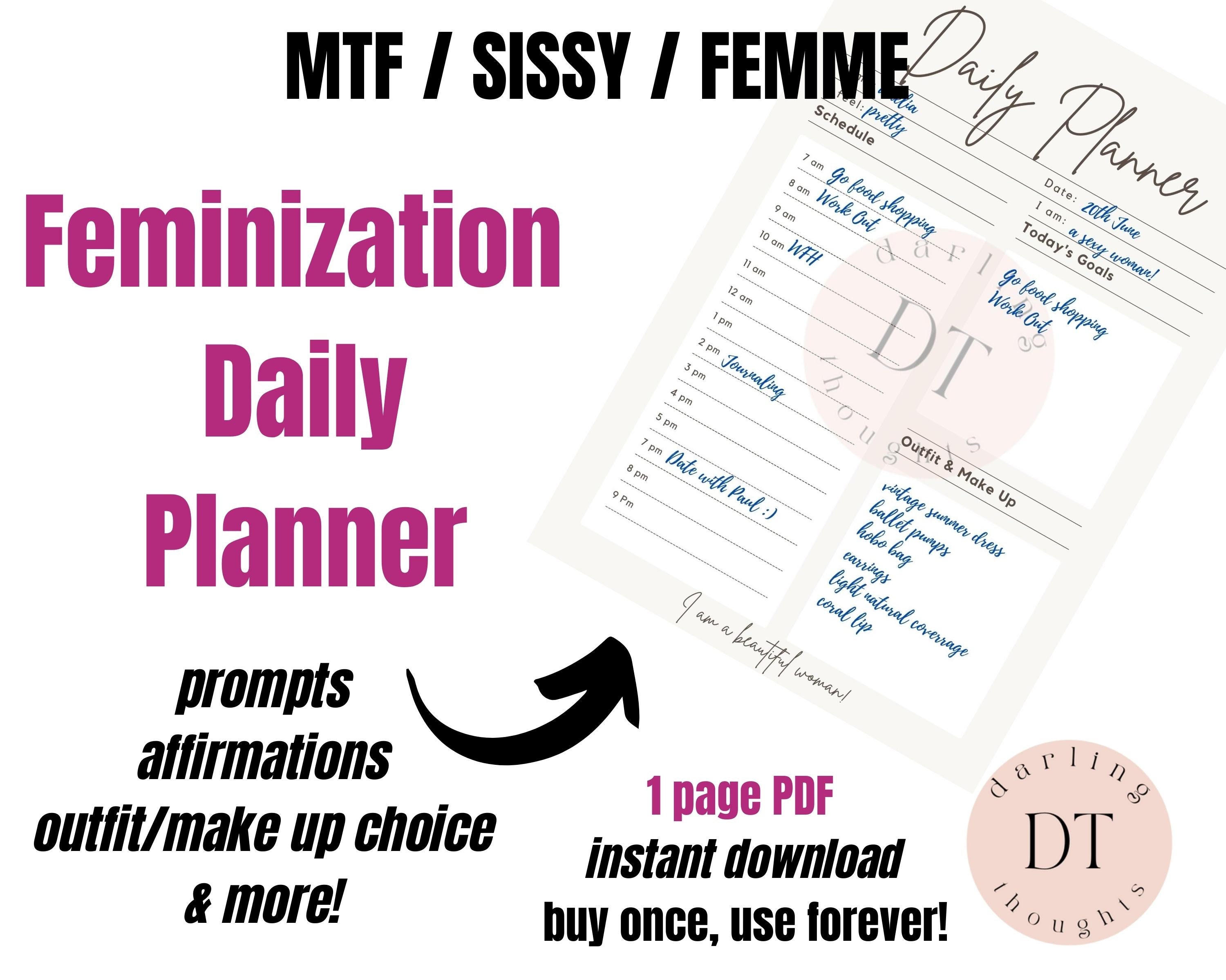 Feminization Printable 1 Day Planner 1 Page Pdf Daily Prompt Schedule
