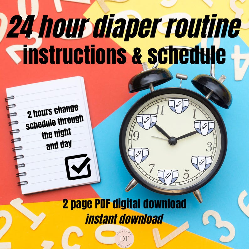 ABDL 24 Hour Diaper Nappy Change Schedule - Ideal for Beginners or as a ...