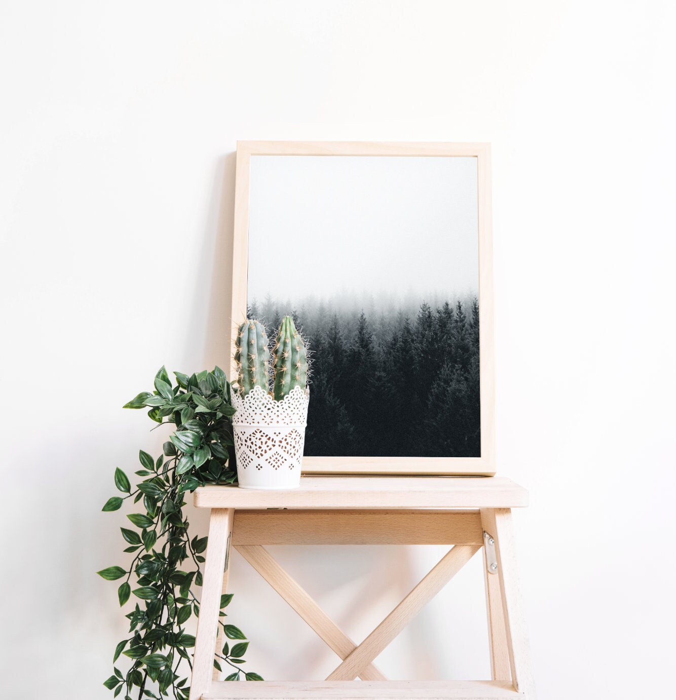 Printable Scandinavian Forest Poster, Foggy Landscape Print ...