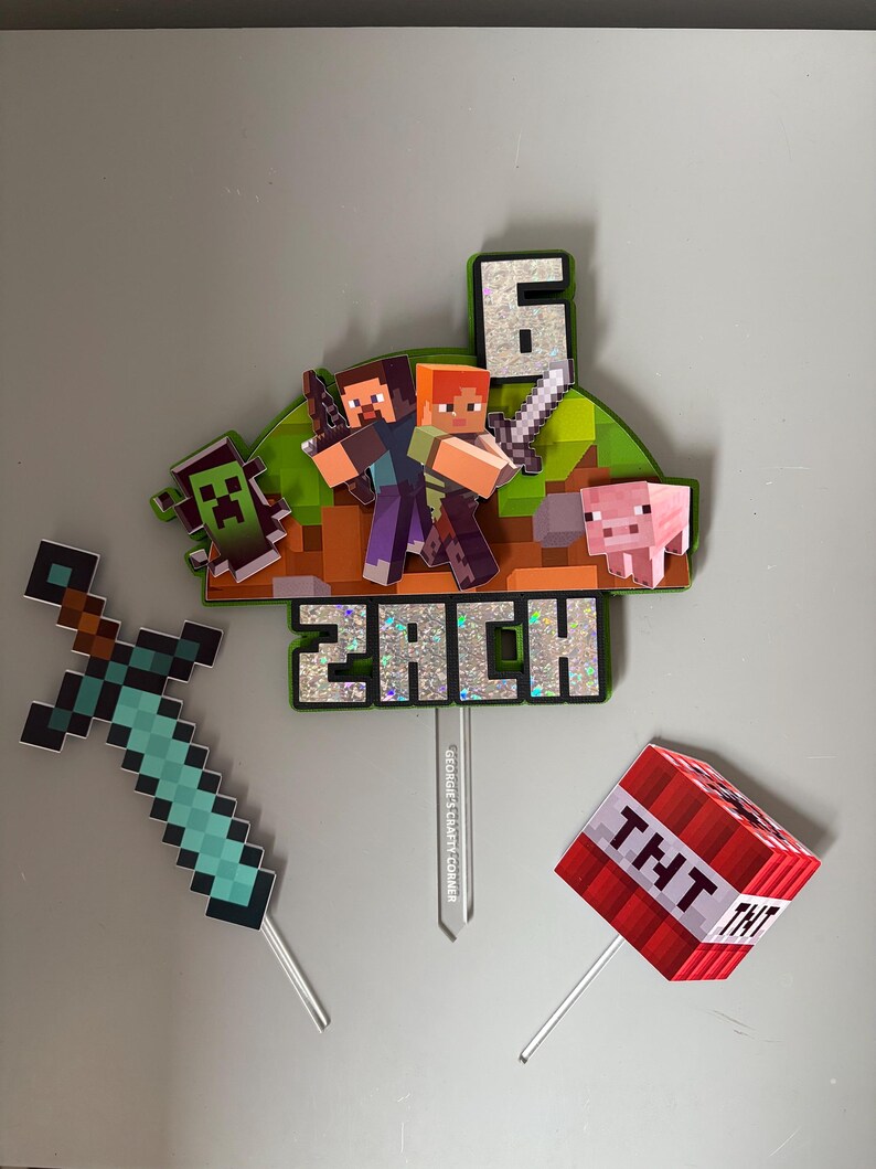 Minecraft Cake Topper | Minecraft Topper | Mincraft Party ...