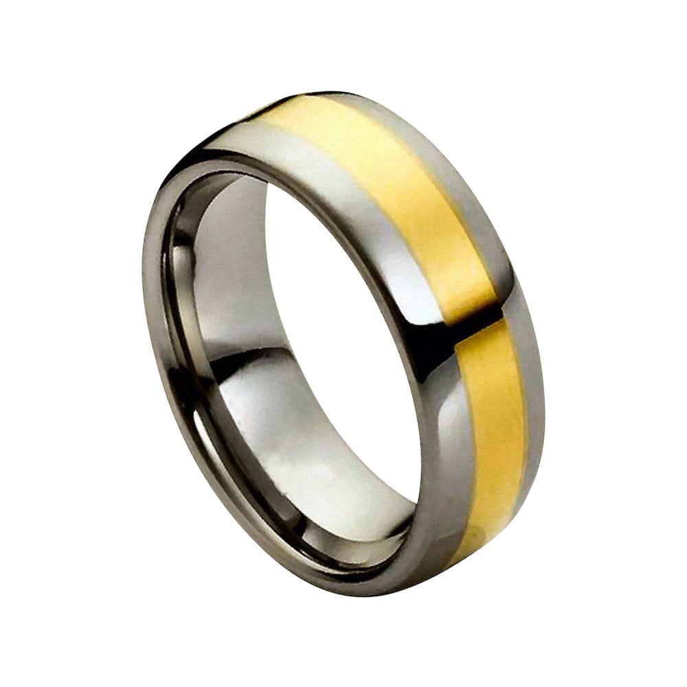Tungsten Wedding Band 18k Yellow Gold Ring Mens Wedding Band | Etsy
